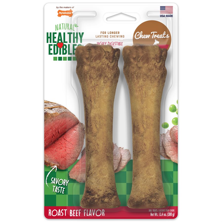 Nylabone Healthy Edibles Roast Beef Treats X-Large / Souper 2 Count Nylabone Healthy Edibles Roast Beef Treats X-Large / Souper 2 Count