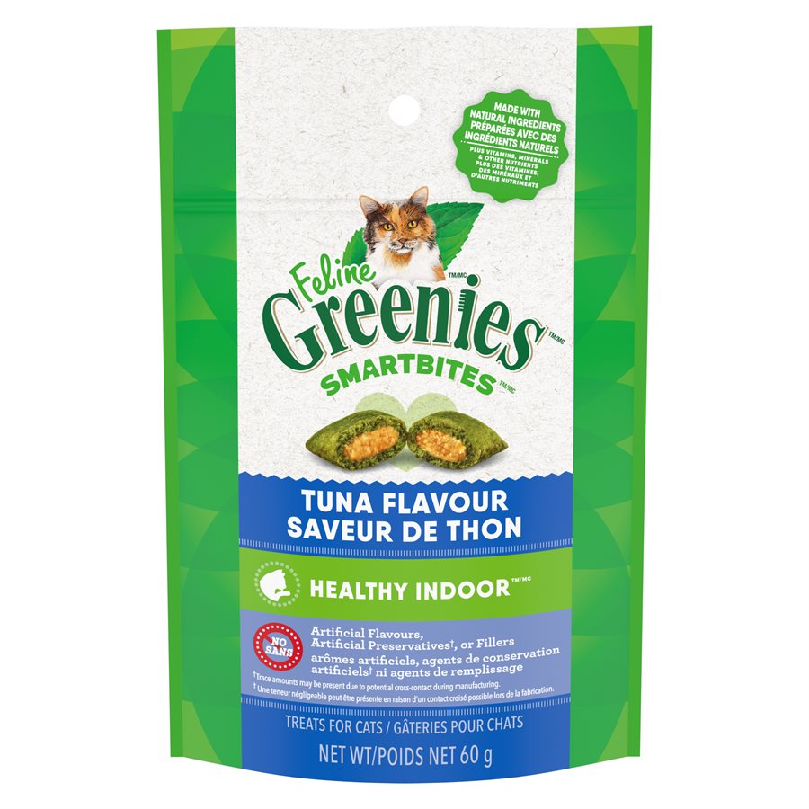 Greenies Smartbites - Gâteries Saines pour Chats d'Intérieur - Thon 2.1oz
