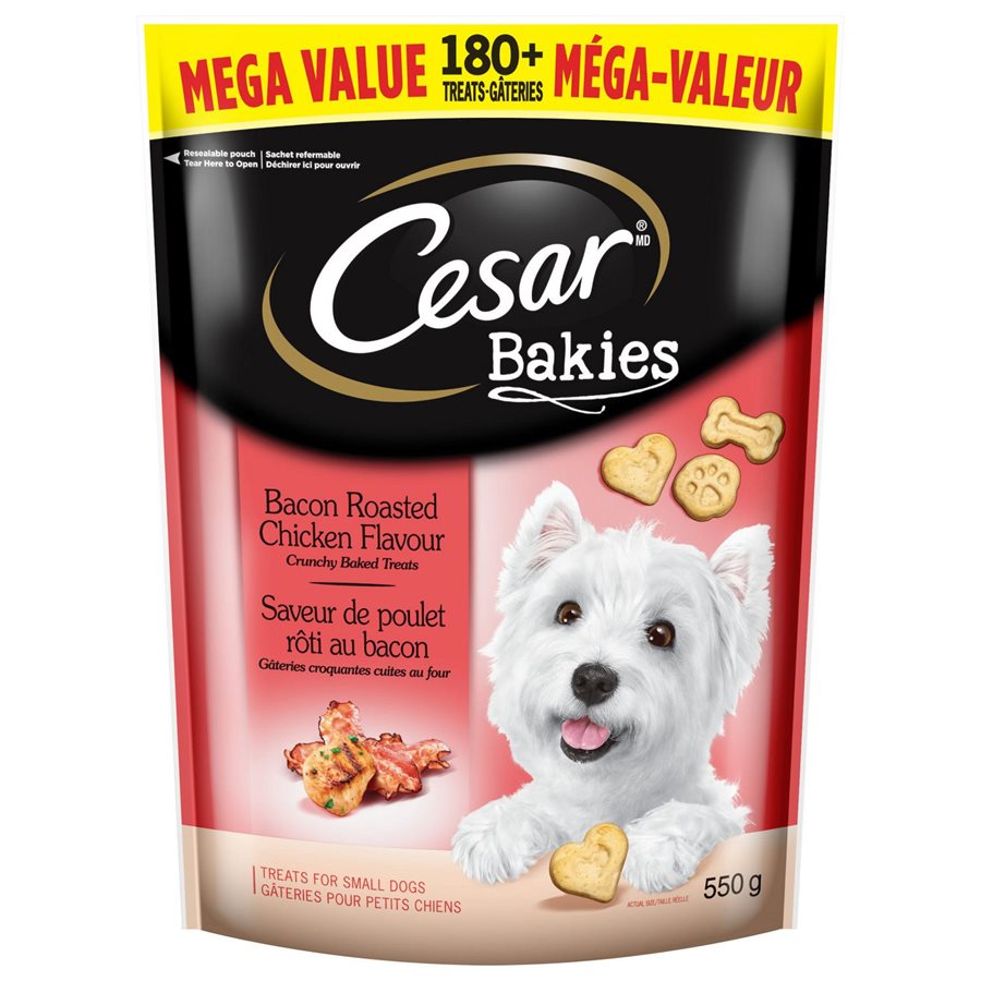 Cesar Gâteries pour Chiens « Bakies » Saveur de Poulet Rôti au Bacon 550g